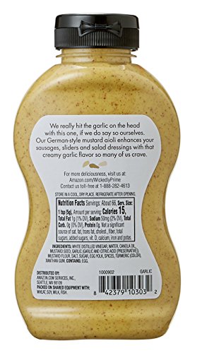 Amazon Brand - Wickedly Prime Mustard, Creamy Garlic Aioli, 11.75 Ounce