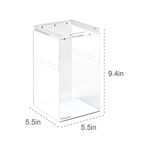 REPTI ZOO Magnetic Acrylic Case, 6x6x9 Inch Enclosure Reptile Breeding Box Terrarium Cage Tank for Tarantula Scorpion Sling Isopods Lizards Roach Invertebrates Insect Mantis
