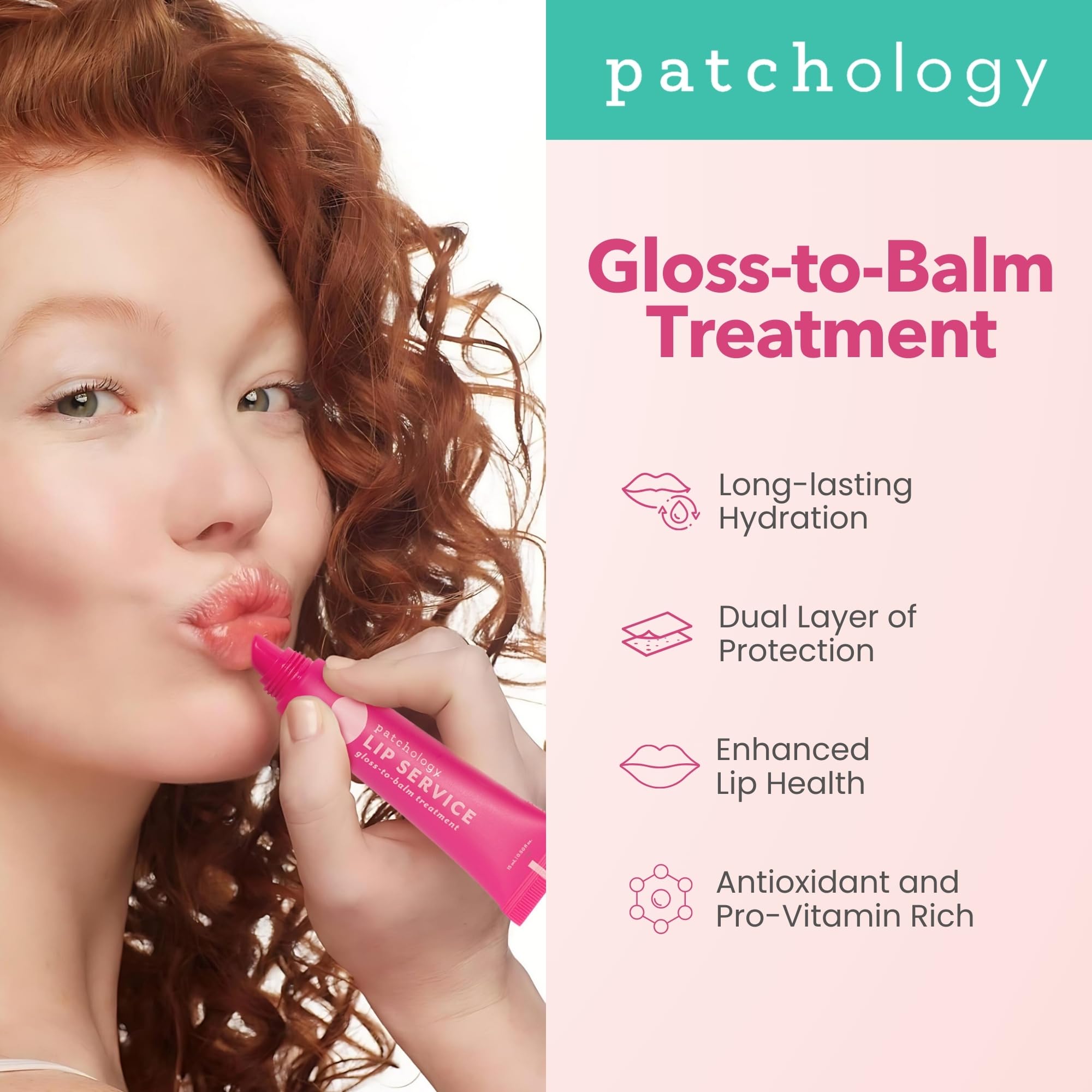 Patchology Lip Gloss for Women - Glossy, Clear Shine Hydrating Lip Balm with Aloe, Honey, Goji Berry Oil - Moisturizing Lip Treatment for Dry, Cracked Lips - Light, Clean for Soft, Smooth Lips (15ml)