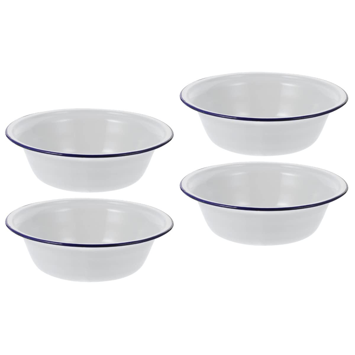4Pcs Enamel Soup Bowl Vintage Enameled Basin Retro Enameled Bowl Enamel Mixing Bowl Enamelware Salad Serving Bowl Ramen Basin 14cm