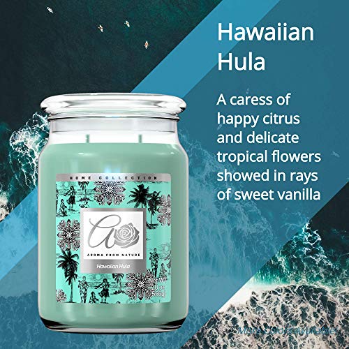 Aroma From Nature Hawaiian Hula 20 oz Home Collection Scented Candle - 1 Pack - Aromatherapy Candles - Home Fragrance - Apothecary Glass with Double Wick