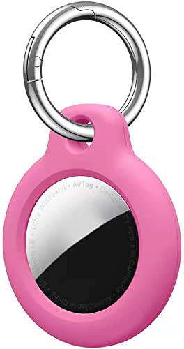 Air Tags Keyring Compatible with Apple Airtag Case,Air Tag Airtags Holder Keychain, for AirTags Holder AirTag Cover,Pets Collar,for Keys,Bags Air Tags Keyring Compatible with Apple Airtag Case (Pink)