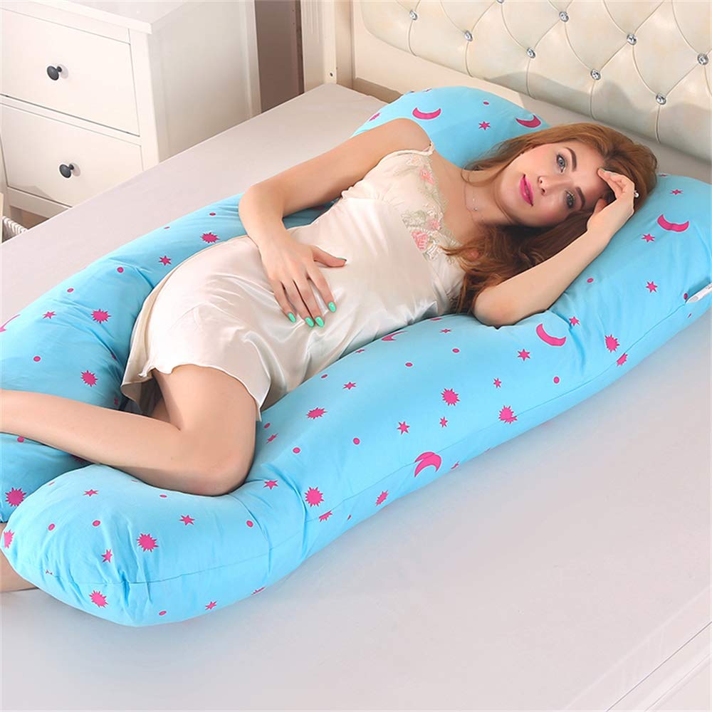 Pregnancy Pillow Cover/U Shaped Pillow Cover/Pregnancy Pillow Case/Maternity Pillow Case/Pillowcase with Removable Cotton Cover 57x30 Inch for Pregnancy Pillow Moonblue