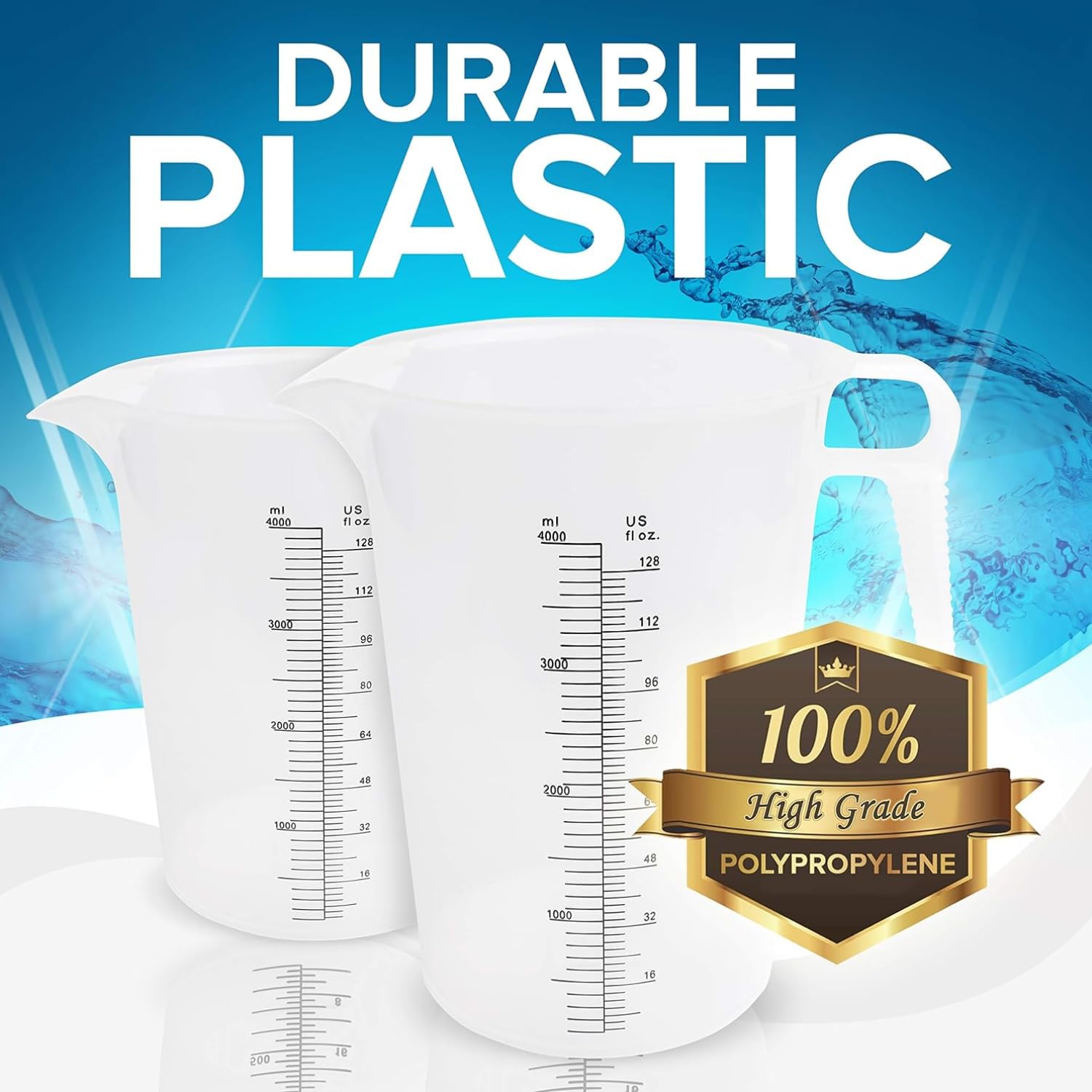 ACCUPOUR Measuring Pitcher, Plastic, Multipurpose - Great for Chemicals, Oil, Pool and Lawn - Ounce (oz) and Milliliter (mL) Increments, Bundle with ACCUTECH Nitrile Gloves (13 mil) XL (32oz)