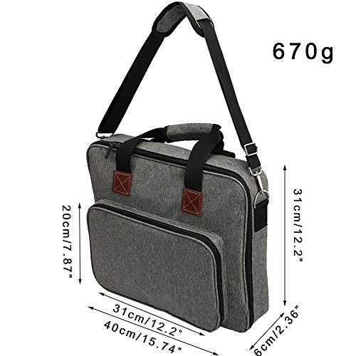 Kani Embroidery Project Bag,Heavy Duty Oxford Embroidery Kit Storage Tote Bag with Shoulder Strap for Embroidery Floss,Crochet Hooks,Cross Stitch and Sewing Accessories