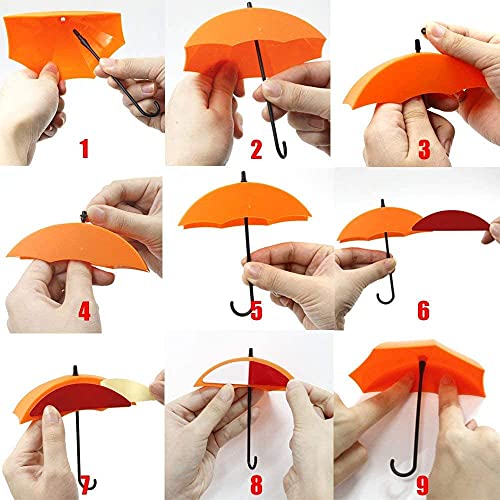 6 PCS Colorful Umbrella Key Hooks Adhesive Wall Hooks Wall Rack Decorative Wall Hanging Hooks Key Hair Pin Holder