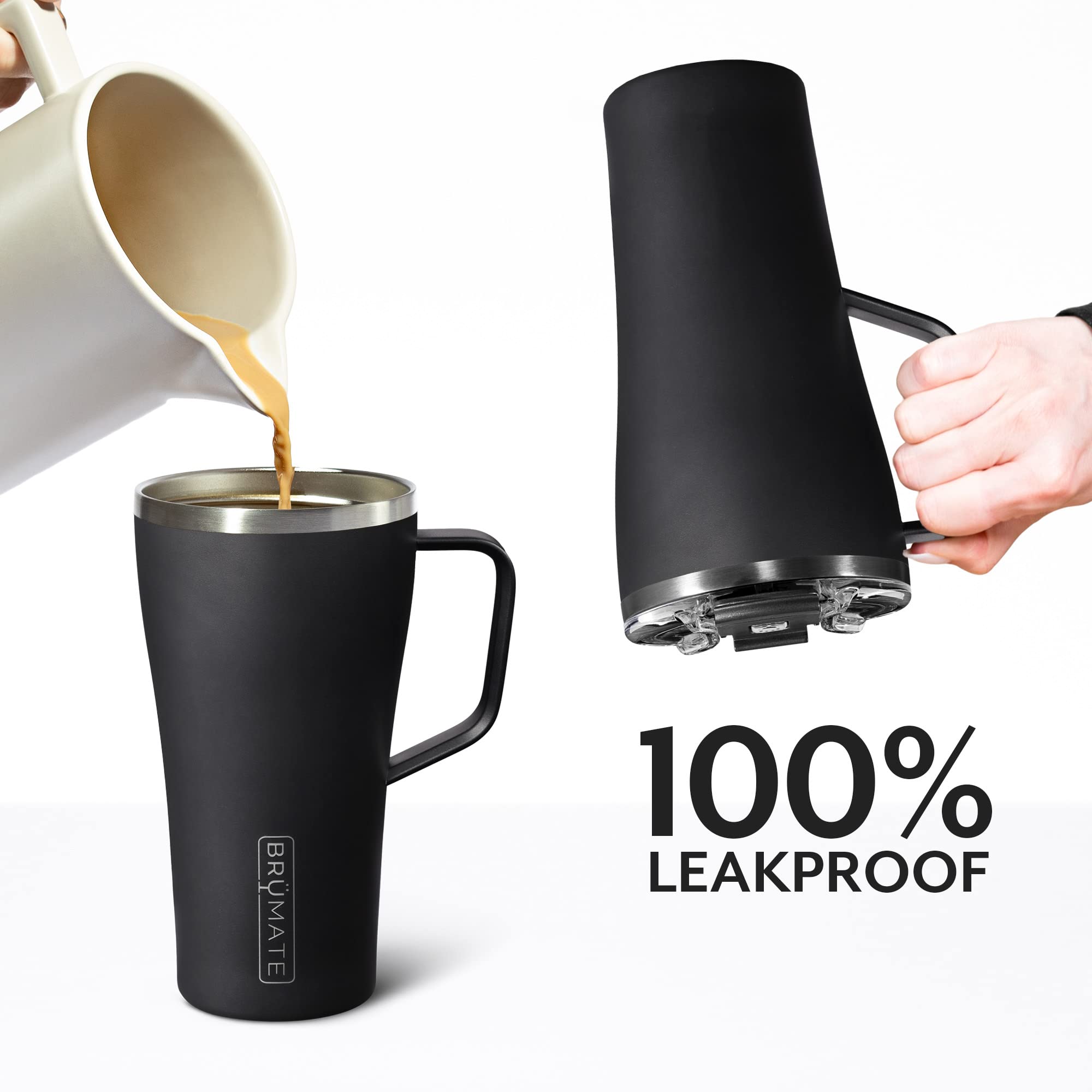 BrüMate Toddy 22oz 100% Leak Proof Insulated Coffee Mug with Handle & Lid - Stainless Steel Coffee Travel Mug - Double Walled Coffee Cup (Glitter Rose Gold)