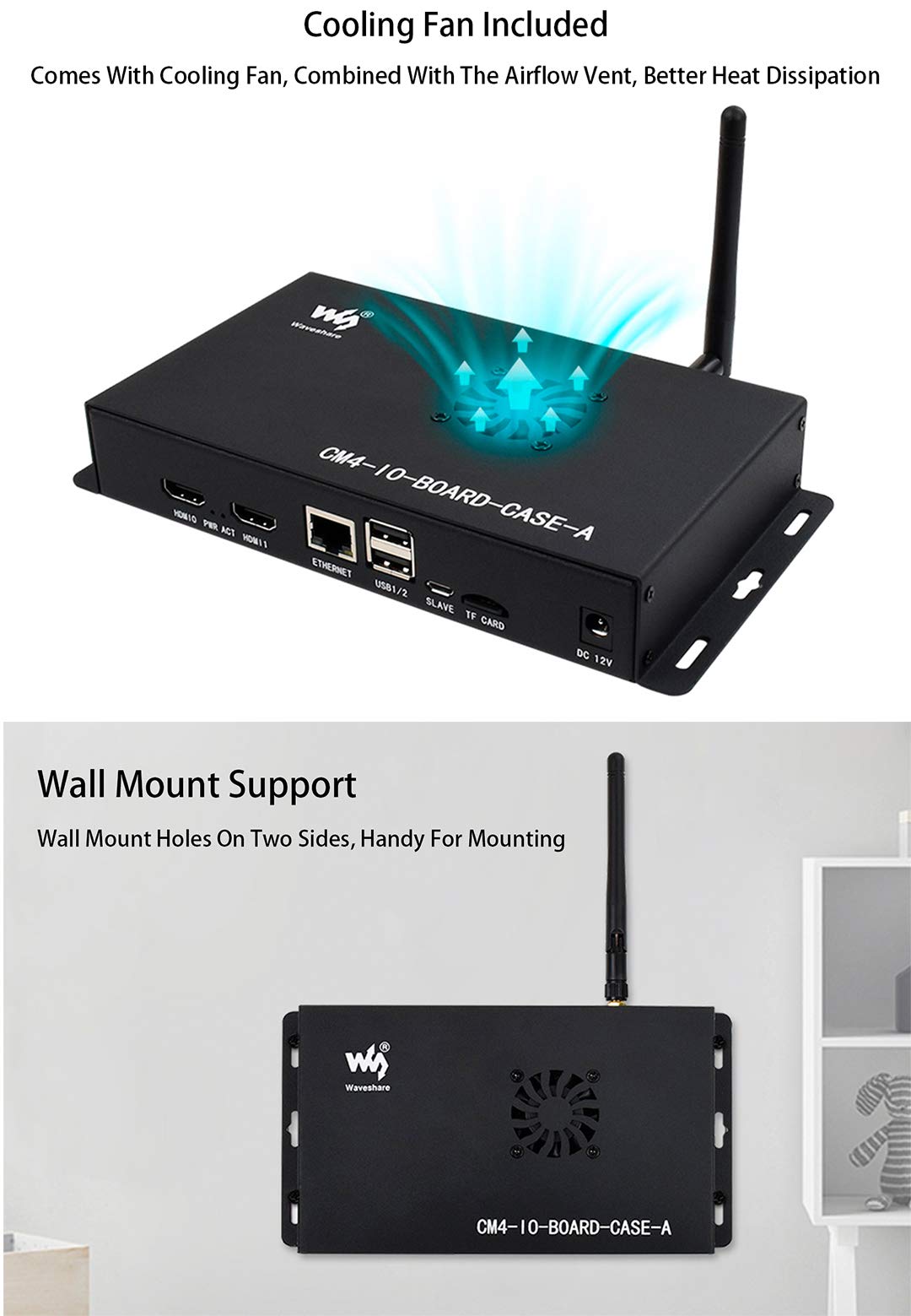 Metal Case/Box with Cooling Fan for Raspberry Pi Compute Module 4 IO Board, Mini Computer Chassis with HDMI,Ethernet,USB ,DSI Display Port, CSI Camera Port