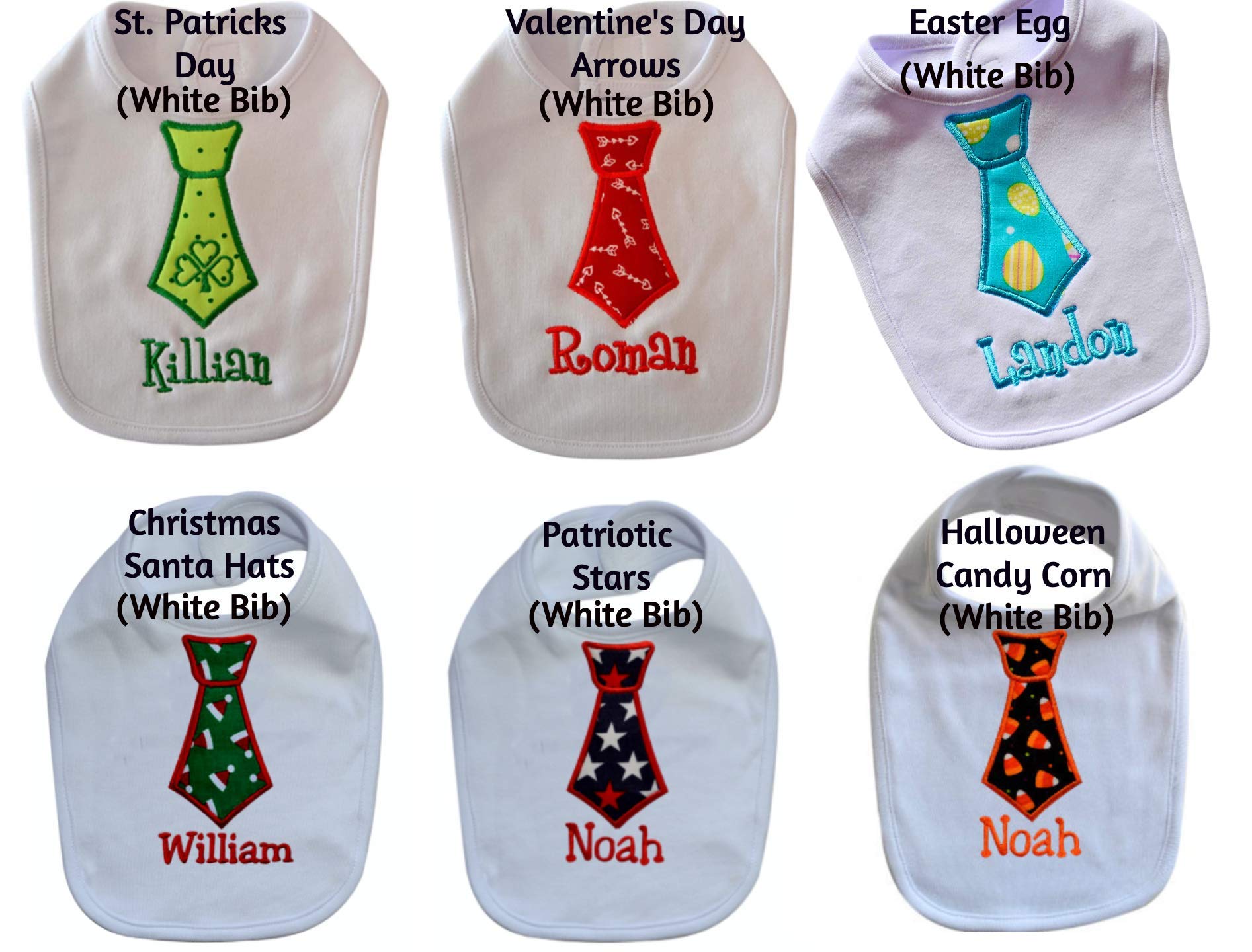 Funny Girl Designs Personalized BIB for Baby Boys Embroidered with Your Custom Name with Fabric Tie (Blue Polka Dot)