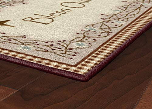 Brumlow Mills Bless Our Home Berry Blossoms Floral Welcome Door Mat for Entryway, Kitchen, or Home Décor Area Rug, 20" x 44", Deep Red