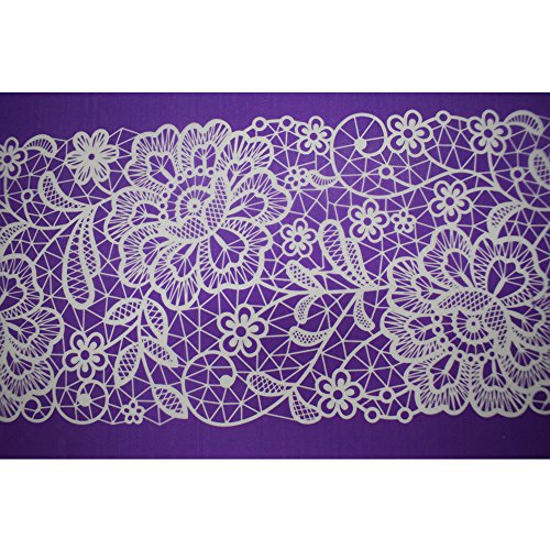 ART KITCHENWARE Flower Mesh Cake Stencils for Royal Icing Peony Cake Lace Stencil for Wedding Cake Decorating Cookie Stencils for Bakery 19"×5.12"