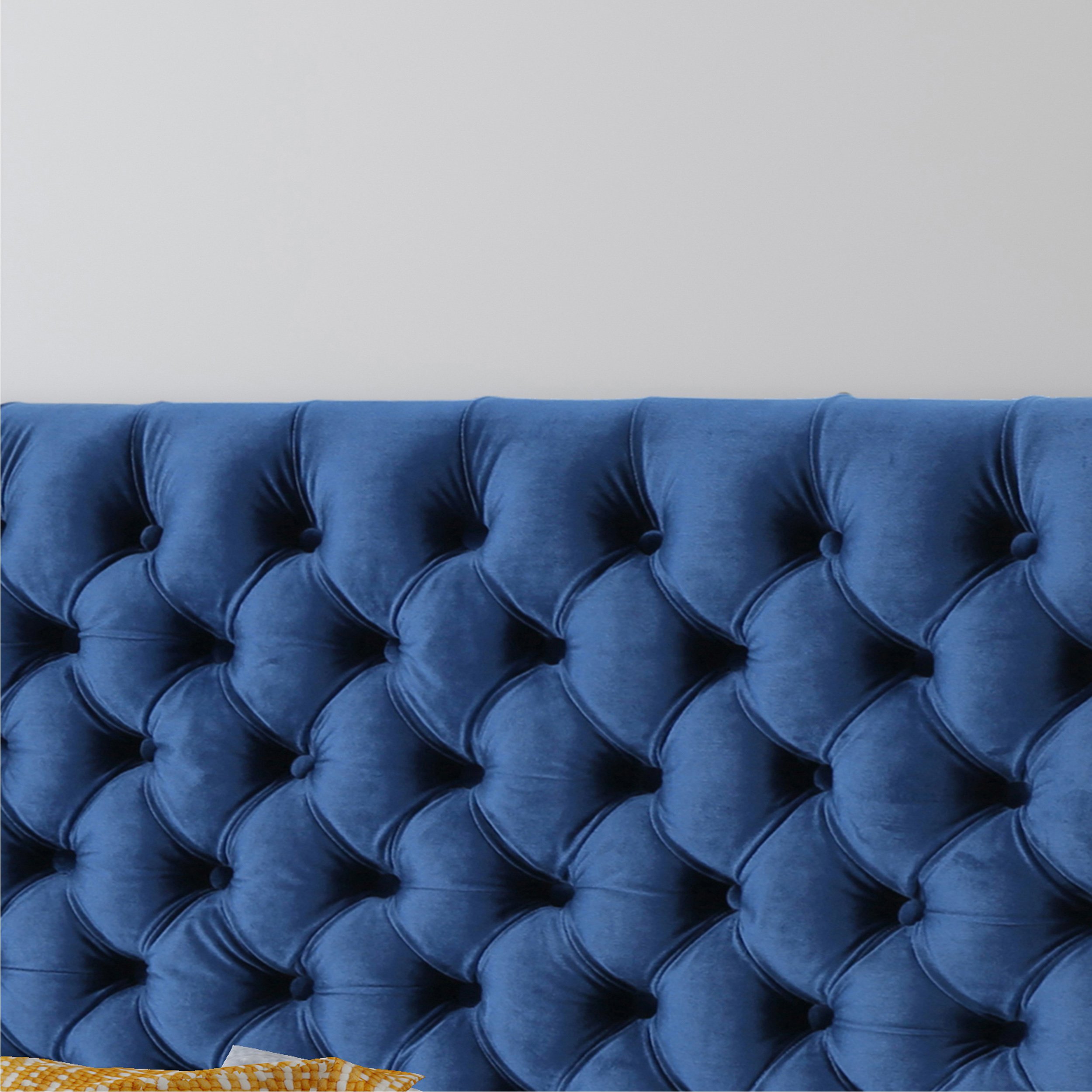 Christopher Knight Home Jezebel Velvet Headboard, Queen / Full, Navy Blue / Black Steel