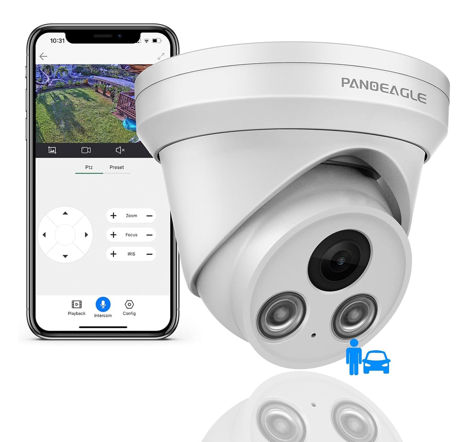 PANOEAGLE 4K PoE Security Camera, Compatible for Hikvision Outdoor 8MP Turret IP Camera with Human/Vehicle Detection,Built-in Mic,2.8mm Lens Wide Angle,98ft EXIR Night Vision, IP67 Waterproof(PG2385I)