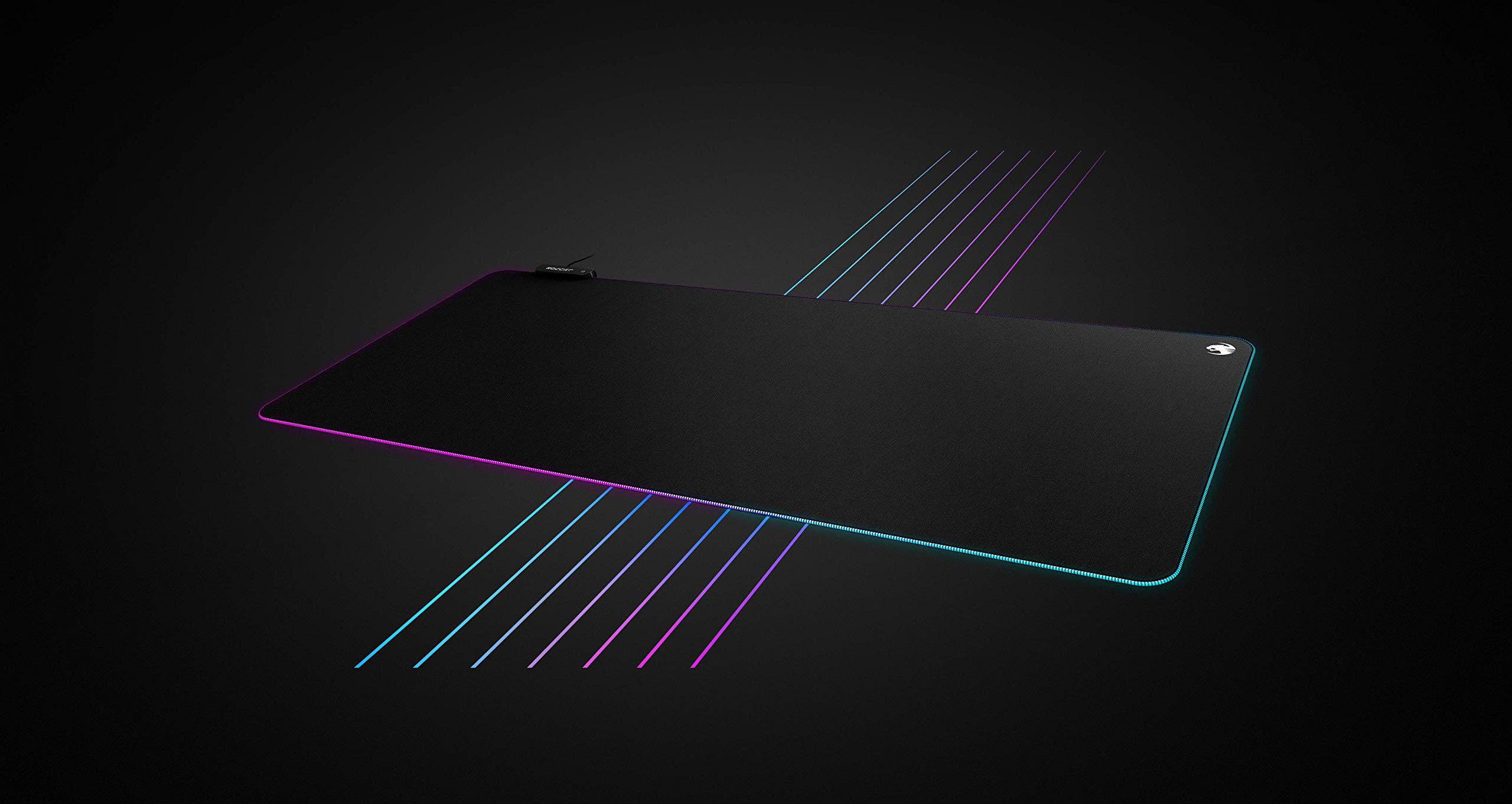 ROCCAT Sense AIMO XXL Ultra-Wide PC Gaming Mousepad, RGB Illumination, High Precision, Non Slip Back, Extended Keyboard Desktop Mouse Pad with Stitched Edges, Smooth, Black