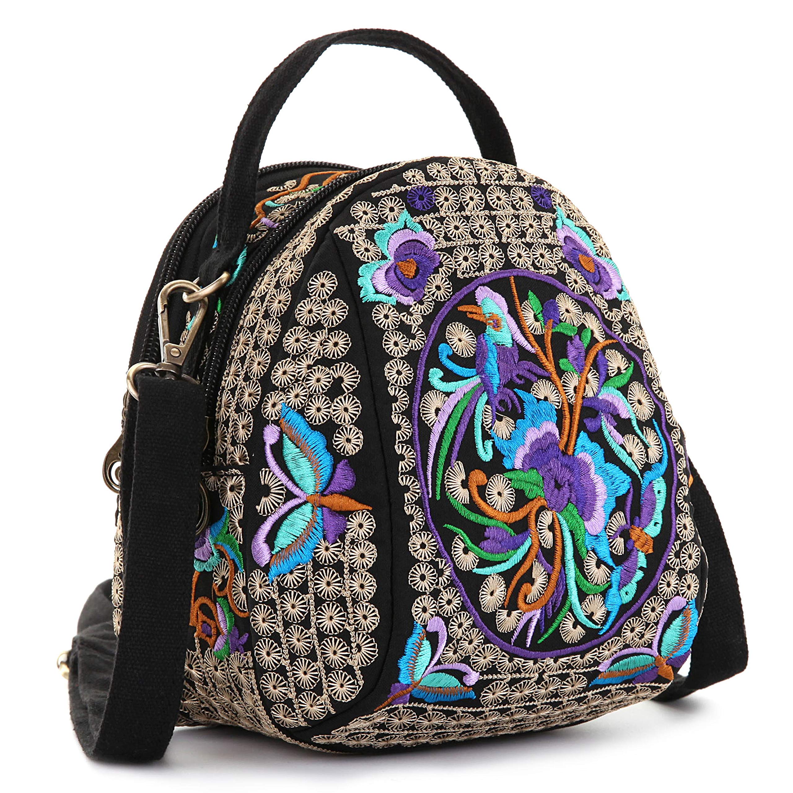 Goodhan Embroidery Crossbody Bag, Cell Phone Purse Canvas Small Handbag