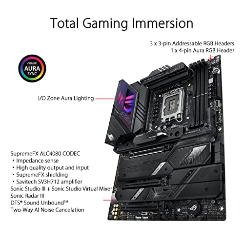 ASUS ROG Strix Z790-E Gaming WiFi 6E LGA 1700(IntelĀ® 12th&13th Gen) ATX Gaming Motherboard(PCIe 5.0, DDR5,18+1 Power Stages,2.5 Gb LAN,Thunderbolt 4,5xM.2, 1xPCIe 5.0 M.2,Front Panel USB 3.2 Port)