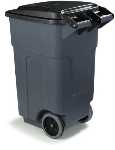 Carlisle FoodService Products 34505023 Polyethylene Rolling Container, 50 Gallon Capacity, 21" x 34" Length x 21" x 34" Width x 38-1/4" x 34" Height, Gray (Pack of 2)