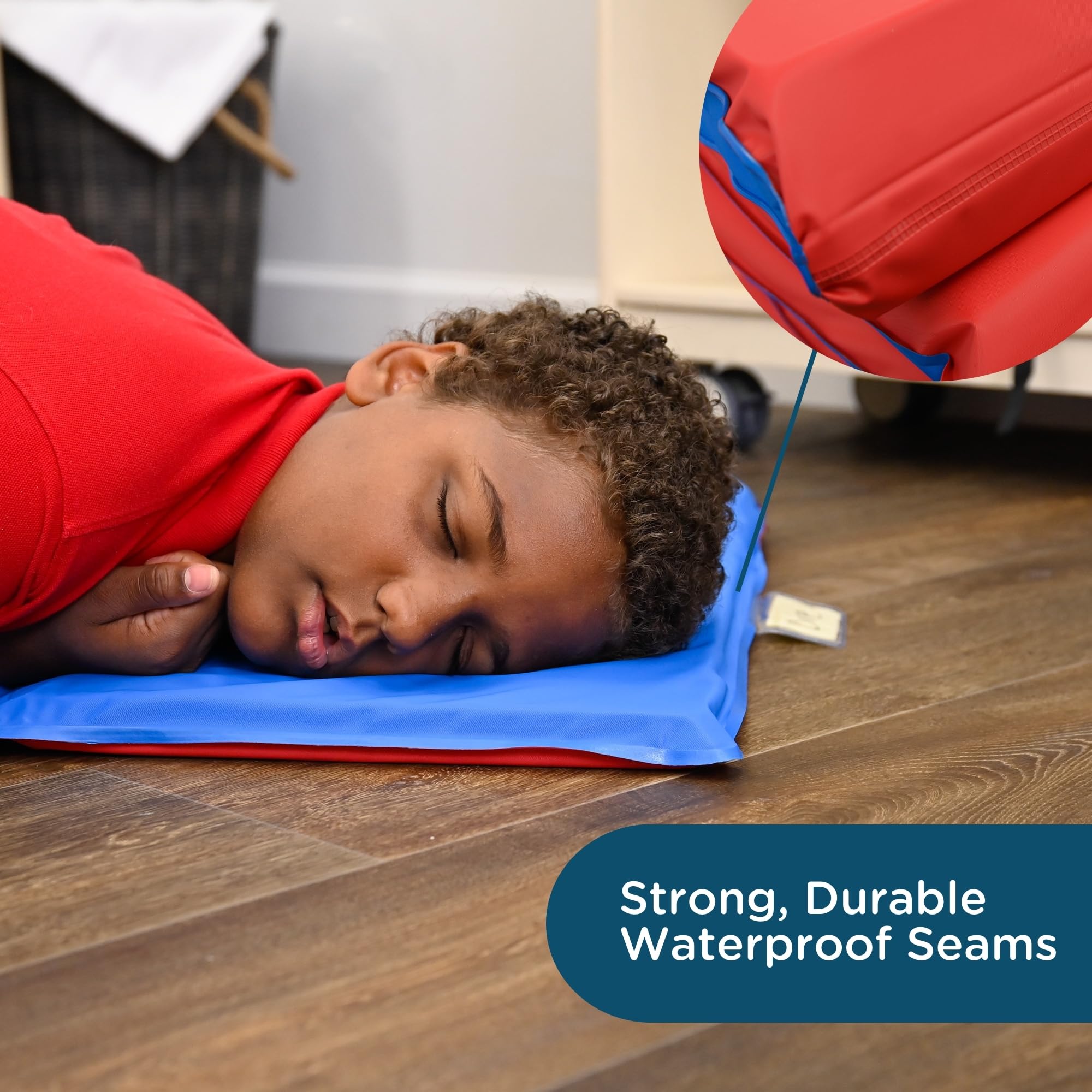 Children’s Factory 1 Inch Thick Rest Mats for Preschool, 4-Section Nap Mats for Daycare, Nursery, Classroom, Red-Blue, 10 Pack