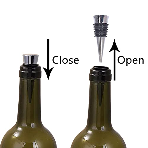 5 Pcs Wine Stoppers for Wine Bottles, Stainless Steel Wine Bottle Stopper, Reusable Wine Saver for Kitchen Bar Wedding, Keep Wine Fresh