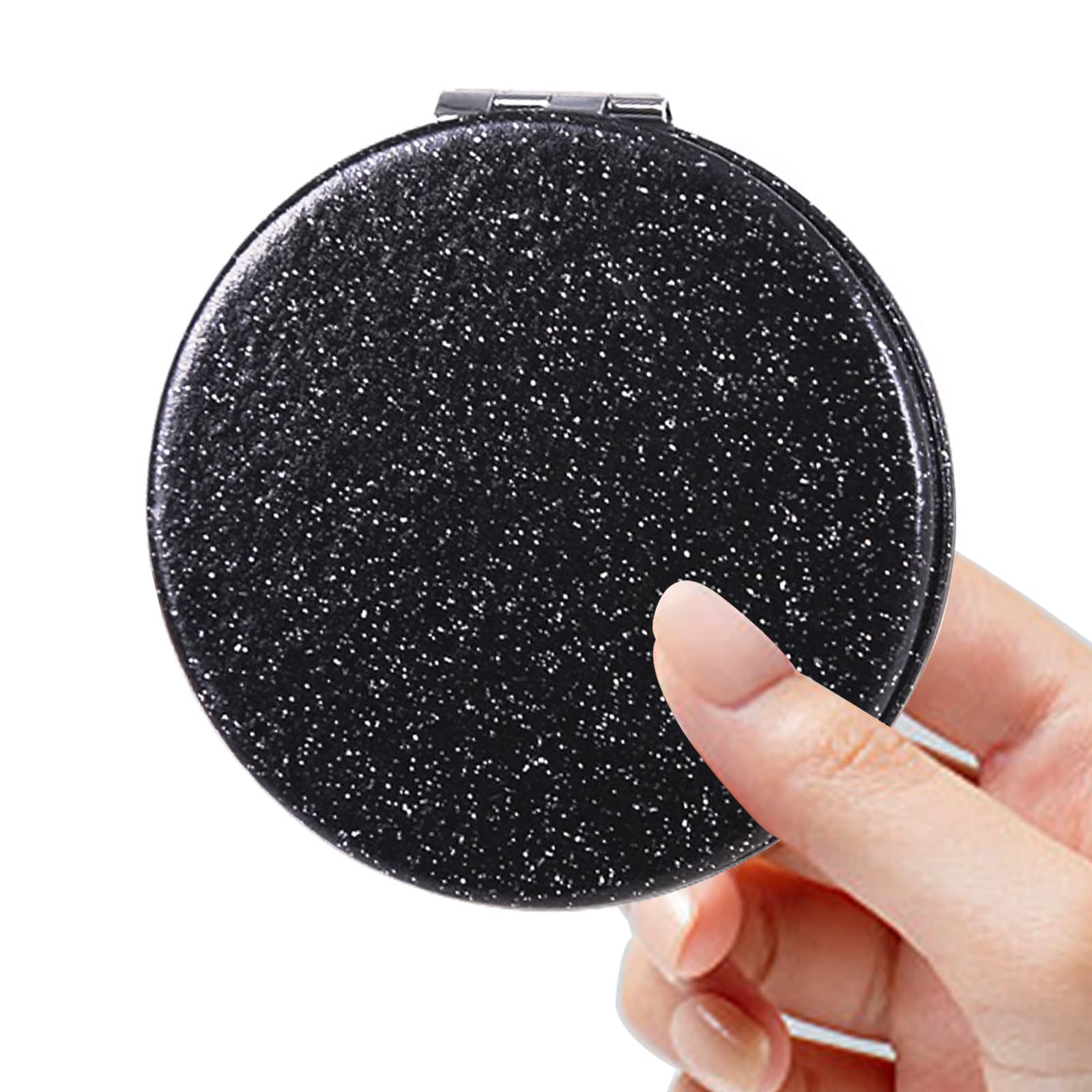 Acedada Pocket Mirror, Compact Mirror, Small Mirror for Purse with Glitter, Portable Travel Makeup Mini Mirror, Folding Handheld 2-Sided 1x/2x Magnifying Compact Mirror for Women Girls - Purple
