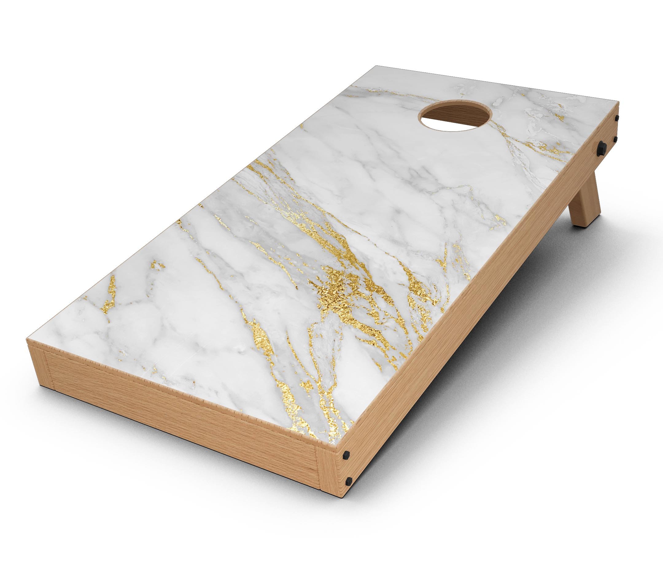 Design Skinz Marble Skin Set for Cornhole (Skin Only) - Marble & Digital Gold Foil V4