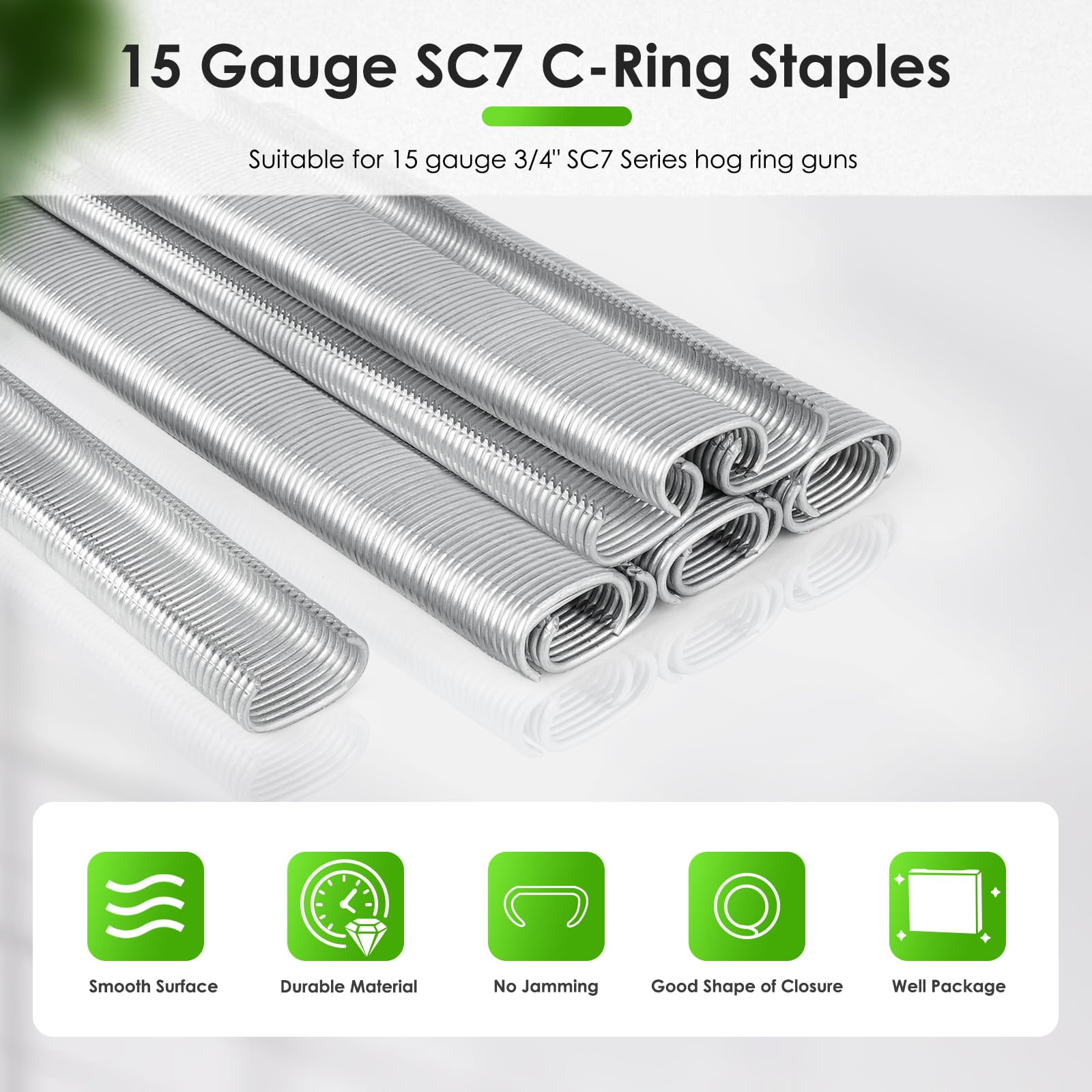 China-top Silver SC7 15 Gauge 3/4'' Crown C Ring Staples C-Rings Hog Rings