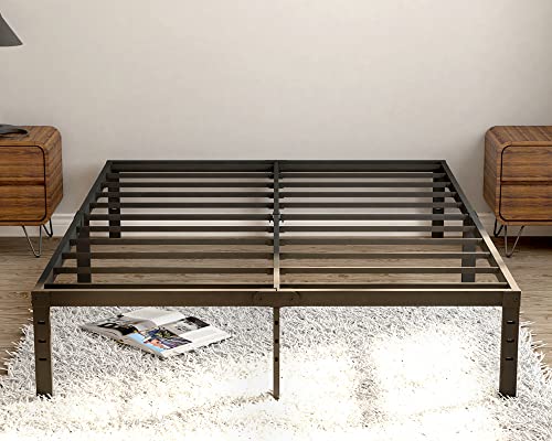 Eavesince King Bed Frame 14 Inch High Max 1000 Pound Steel Slat Support Heavy Duty Sturdy Metal King Size Platform No Box Spring Needed Easy Assembly Noise Free Black