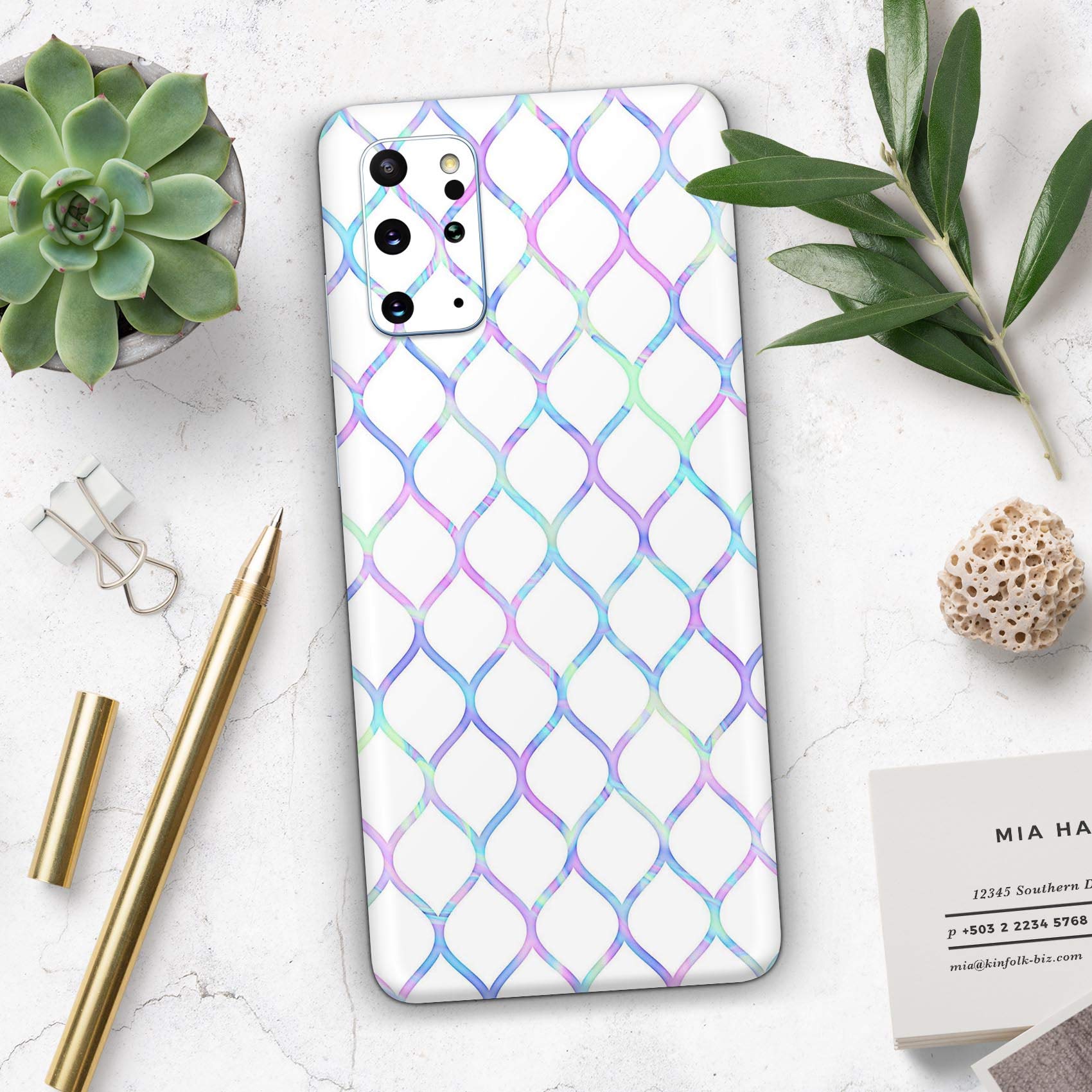 DesignSkinz Iridescent Dahlia v7 Protective Vinyl Decal Wrap Skin Cover Compatible with The Samsung Galaxy S20 (Screen Trim & Back Glass Skin)