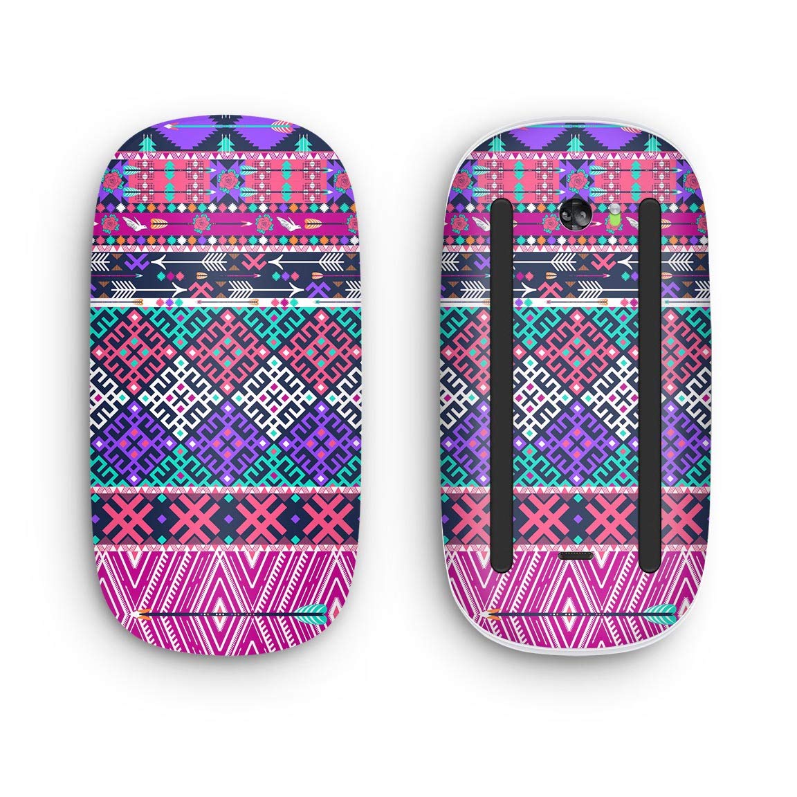 Design Skinz Pink & Teal Modern Colored Aztec Pattern Vinyl Decal Compatible with The Apple Magic Mouse 2 (Wireless, Rechargable) with Multi-Touch Surface