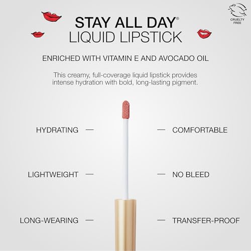 stila Stay All Day Liquid Lipstick, Matte Long-Lasting Color Wear, No Transfer or Bleed Hydrating & Lightweight with vitamin E & Avocado Oil for Soft Lips Salina, .10 Fl. Oz.