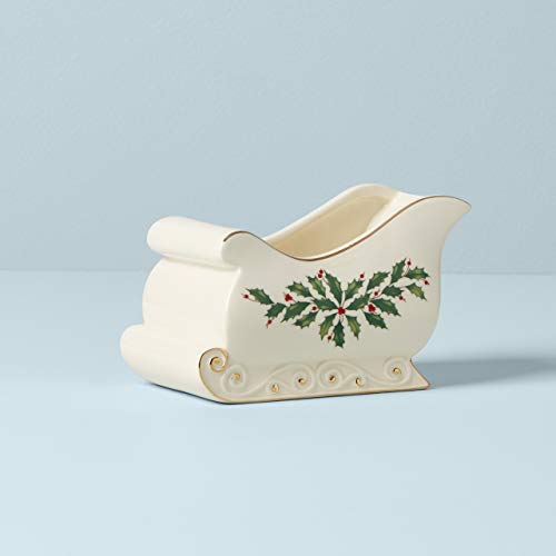 Lenox Holiday Sleigh Candy Dish, 1.40 LB, Red & Green