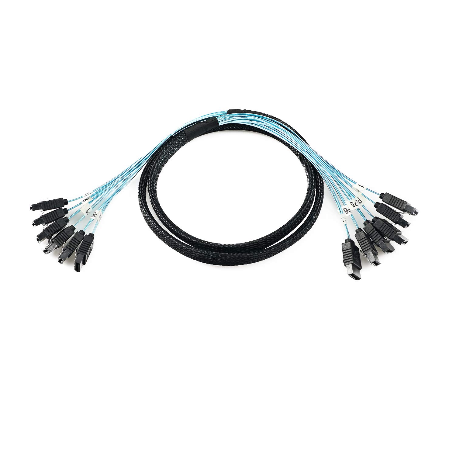 CABLEDECONN High Speed 6pcs/Set Sata 3 SATA Cable SAS Cable 6Gbps for Server 1M