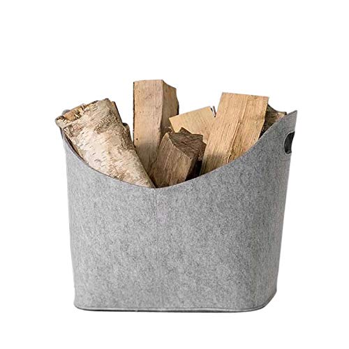 LIMEIDE Portable Felt Foldable Holder Bag/Bin/Basket for Storage,Grey Felt Bin with Handles,Collapsible & Stronger Storage Solution for Office,Bedroom,Camping,Toys Large,15.8x11.8x15.8 inches (LxWxH)