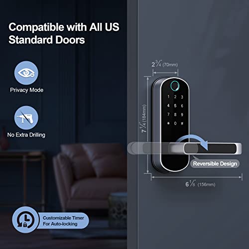 Dermum Smart Lock, Keyless Entry Door Lock, Smart Door Lock, Smart Lock for Front Door, Door Lock with Keypad, Fingerprint Door Lock, Biometric Door Lock, Digital Door Lock with Handle