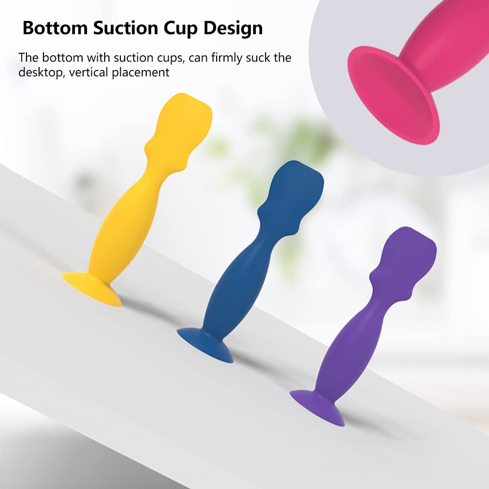 3 Pack Diaper Cream Spatula Silicone Baby Diaper Cream Brush with Suction Base(Blue Red Grey)