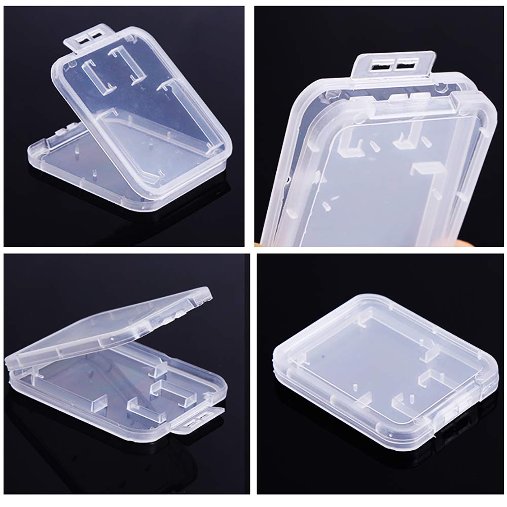Clear Plastic Memory Card Case Compatible with SD SDHC SDXC Micro SD T-Flash Card (10 PCS)