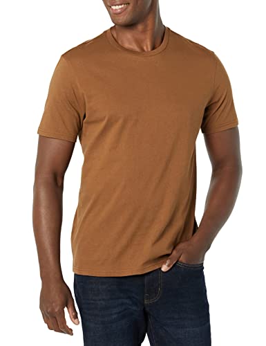 Amazon Essentials Men's Slim-Fit Short-Sleeve Crewneck T-Shirt, Pack of 2, Black/Brown, Medium