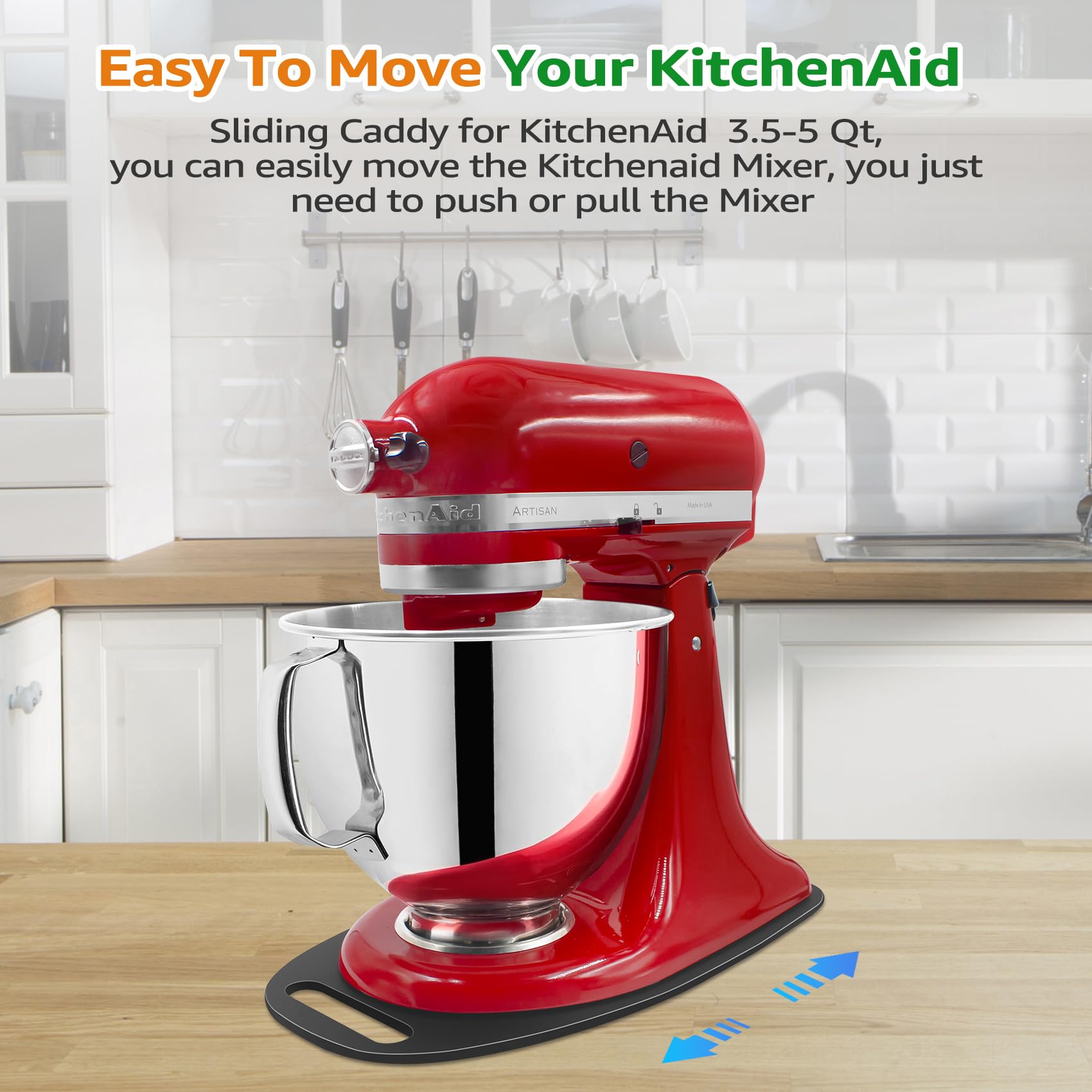 Acrylic Mixer Slider for Kitchen Aid 3.5qt, 4.5-5 quart Stand Mixer (Tilt Head), Must Have Appliance Countertop Accessories,Mixer Sliding Board Durable Slide Mat/Pad, One-Handed, Labor-Saving