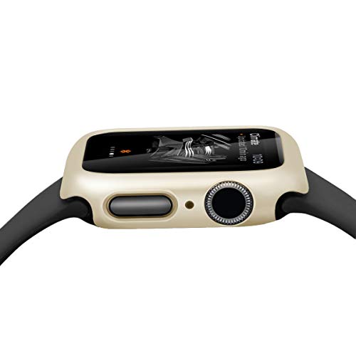 Leotop Compatible with Apple Watch Series 6 5 4 SE Case 44mm 40mm, Super Thin Bumper Protector PC Hard Cover Lightweight Slim Shockproof Accessories Matte Frame Compatible iWatch (Gold, 40mm)