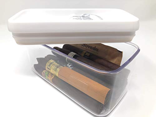 Acrylic Waterproof Travel Cigar Humidor with Boveda 69% 2-Way Humidity System, 10 Cigar Capacity