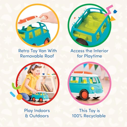 Battat- Wonder Wheels - Blue Toy Camper Van β Toy Rv For Kids, Toddlers β Realistic Details- Recyclable Materials- Camper Van- 1 Year +