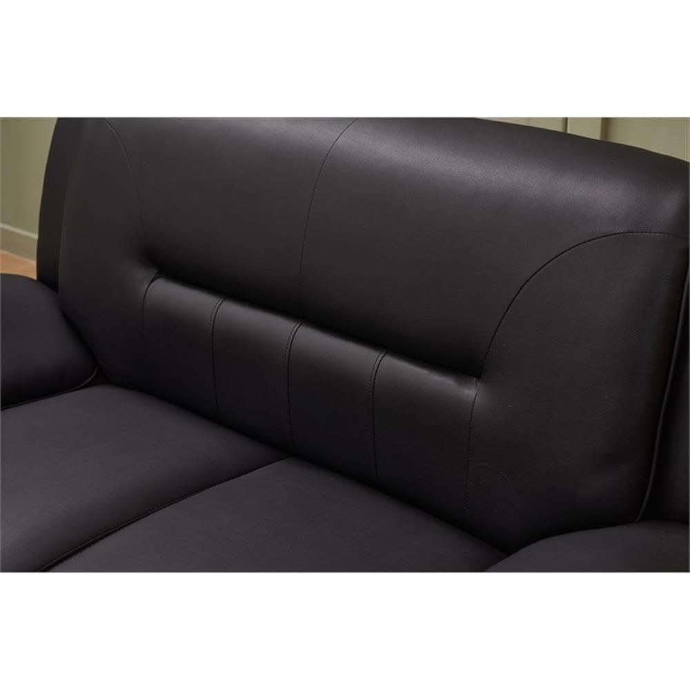 Kingway Furniture Zebra Faux Leather Loveseat with Pillow Armrests in Black
