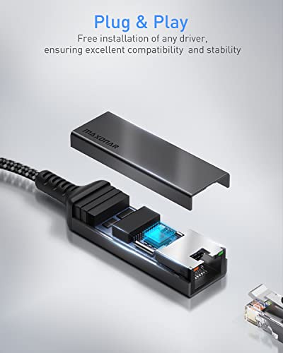 Maxonar USB C to Ethernet Adapter, USB C to RJ45 Thunderbolt 3/4 Type C to Ethernet LAN Network Adapter Compatible with iPad Air, iPad Pro, iMac, MacBook Air Pro (M1/M2), Dell XPS and More