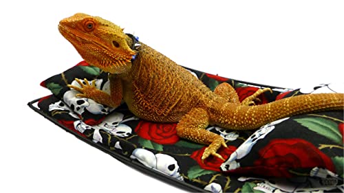 Chaise Lounge for Bearded Dragons, Skulls and Roses Fabric