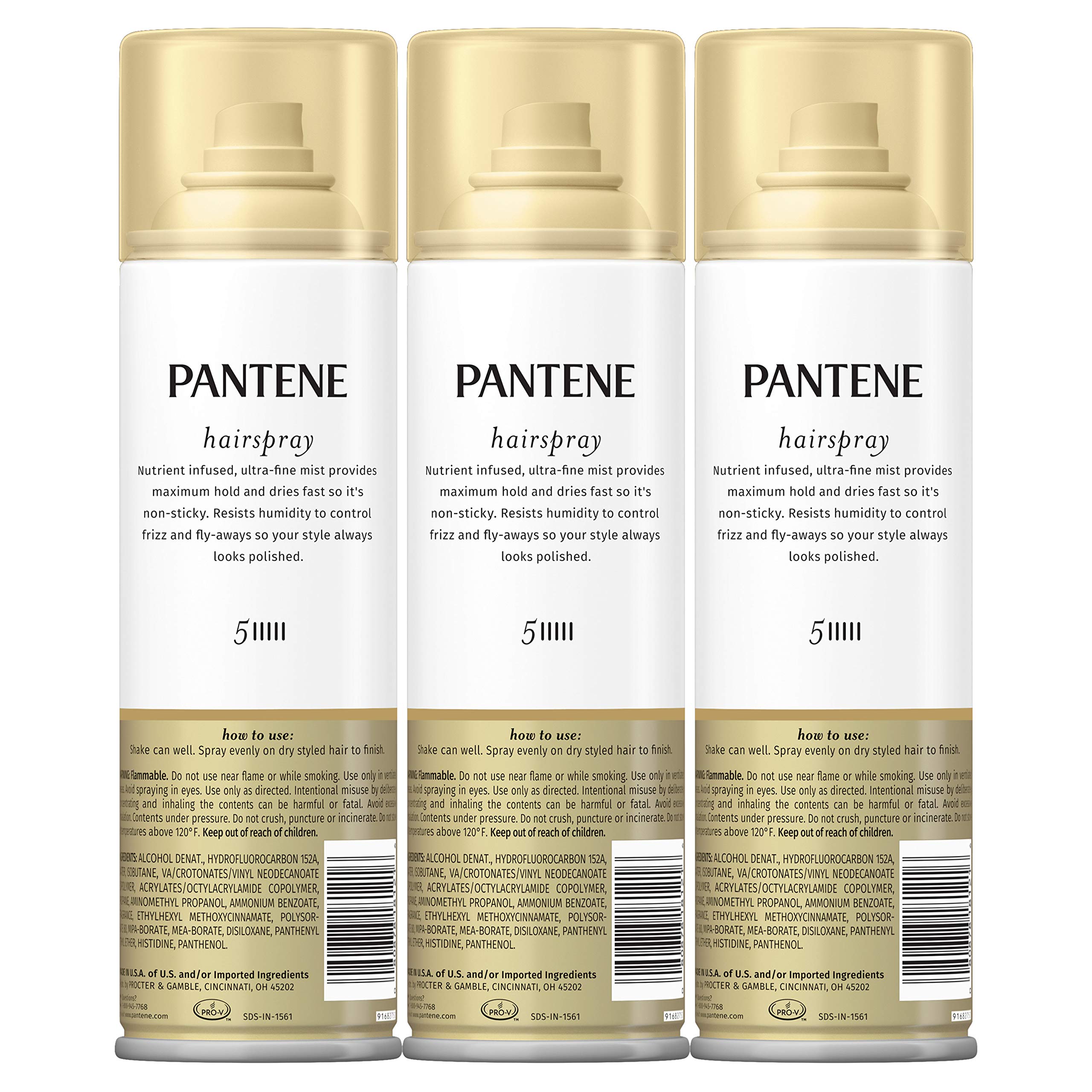 Pantene, Hairspray, Maximum Hold, Pro-V Level 5, Texture and Finish, 11 fl oz, Triple Pack