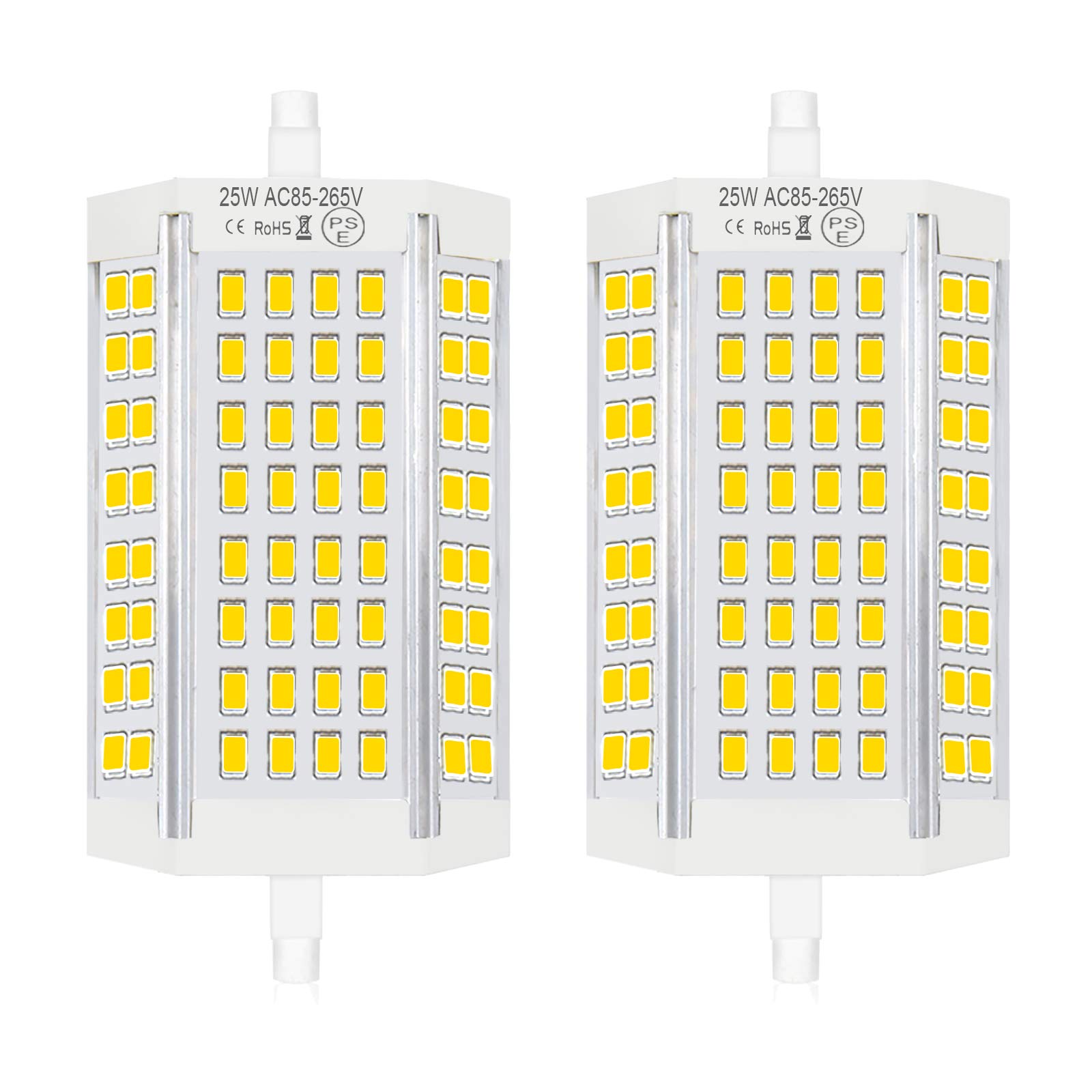 Bonlux R7S LED Light Bulb 118mm, 25W J118 Double Ended LED Bulbs 120V J Type R7S LED Floodlight 200W Halogen Bulb Replacement Daylight 6000K for Floor Lamp, Security Light (2-Pack)