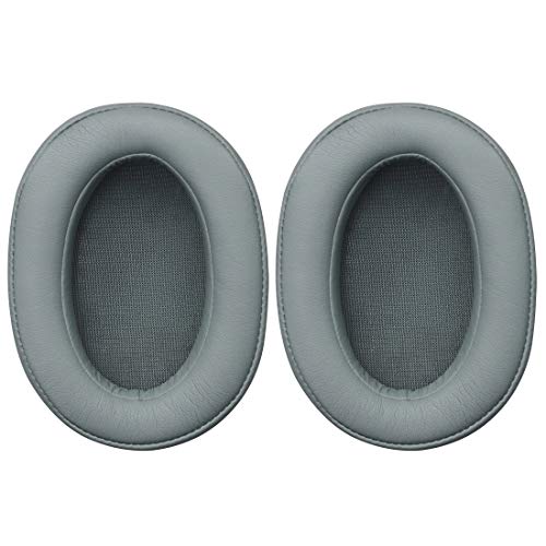 Geekria QuickFit Protein Leather Ear Pads Replacement for Sony MDR-100A MDR-100AAP MDR-H600A Headphones Earpads, Headset Ear Cushion Repair Parts (Grayish Green)
