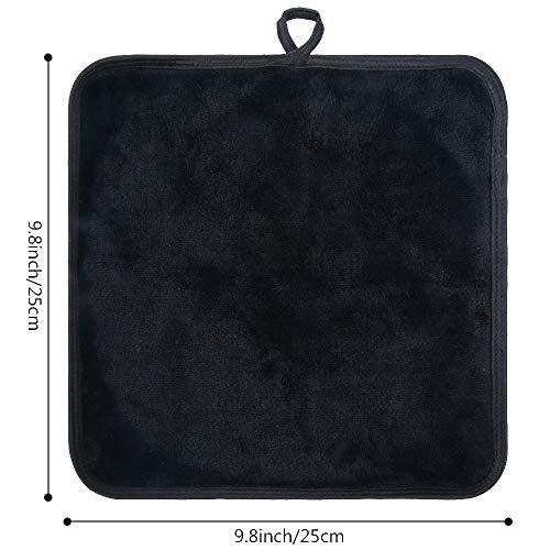 SINLAND Microfiber Makeup Remover Cloths Reusable Face Towel Soft Facial and Skin Care Wash Cloth 9.8Inchx9.8Inch 6 Pack Black