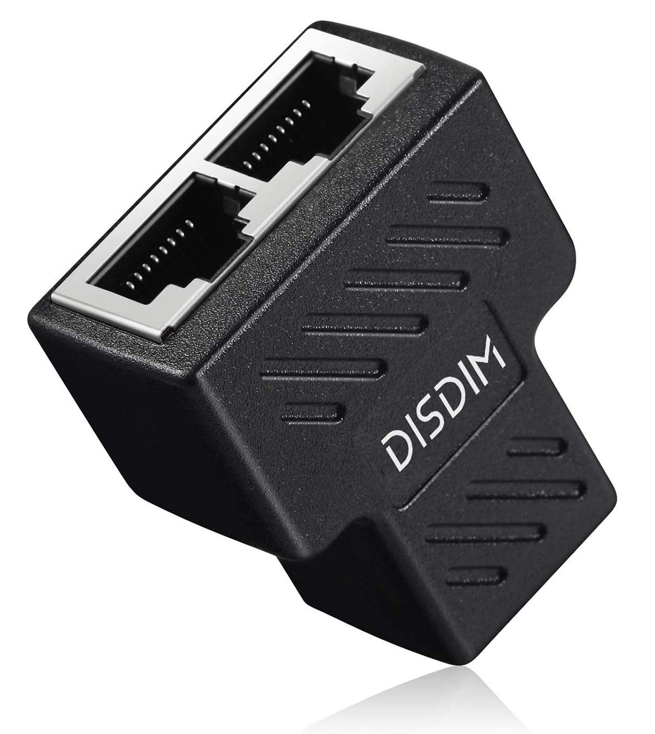 RJ45 Splitter, DISDIM RJ45 Adapter 1 to 2 Ethernet Splitter 8P8C Extender Plug LAN Connector with Shield [Anti-Signal Interference] Compatible with Cat 5/ Cat5e / Cat 6 / Cat7 Network Cable