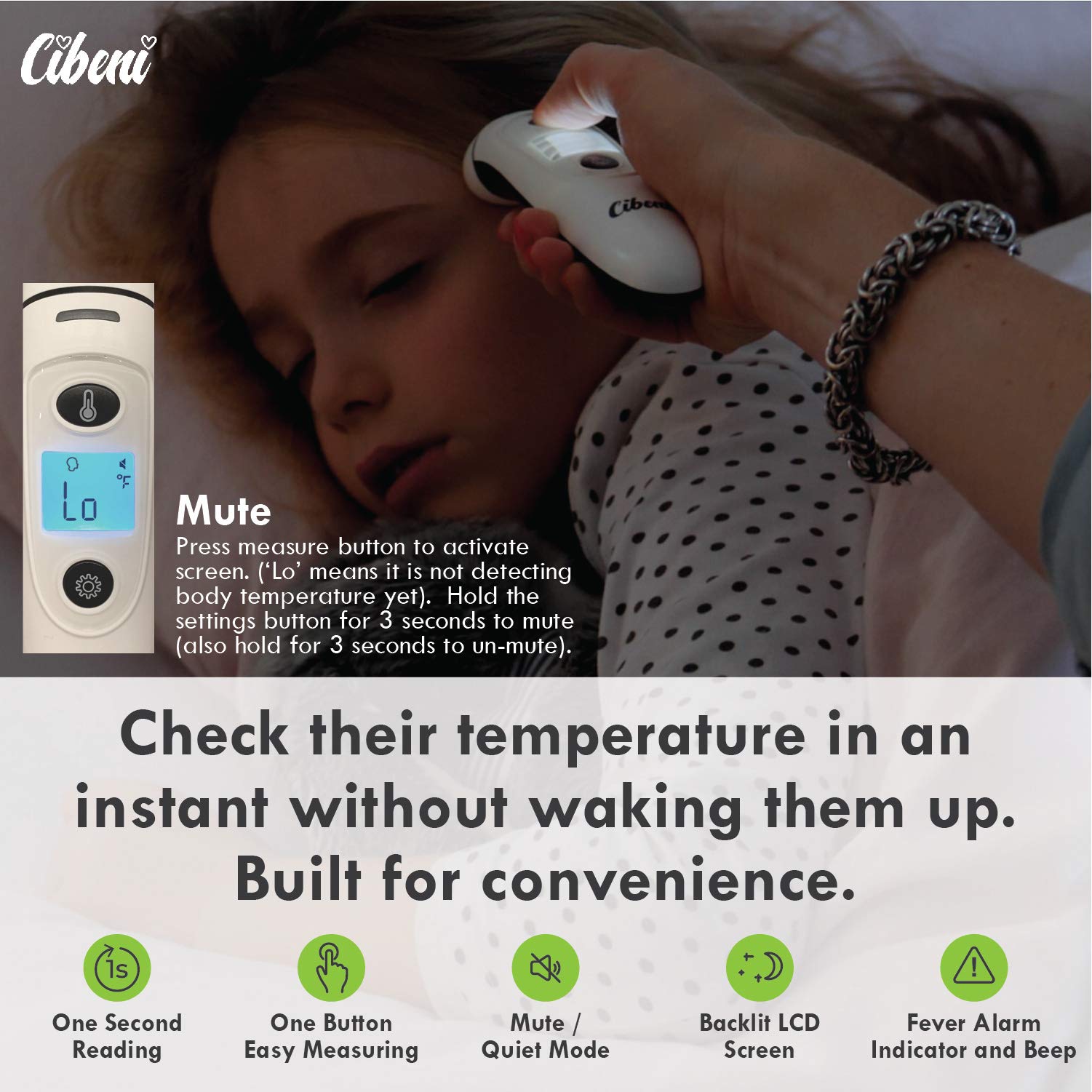 Cibeni Forehead Thermometer for Adults and Kids - Ear Forehead - 2020 Revolutionized Algorithm - Clinical Accuracy Instant Read Digital Infrared Thermometer